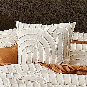 INDACORIFY White Cotton Beautiful Tufted Duvet Cover Bohemian Duvet Cover Comforter Doone Cover Washed Indian Cotton Duvet 2 Pillow Cover Custom Size Bedding (Full 80 X 90 Inches)