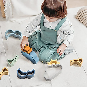 Clouds and Sun Sorting Stacking Toy | Montessori Toys for Babies | Sensory Toy | Building Puzzle Toy… (Blue)