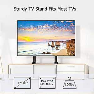 Universal TV Stand, Table Top TV Stand Base Replacement for Most 37 to 80 Inch LCD LED TVs, 4 Height Adjustable TV Legs with Cable Management Hold up to 100lbs,Max VESA 800x400mm,Black(SG81901)