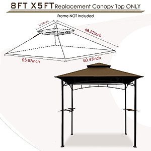 Hugline 5x8 Outdoor Grill Shelter Canopy Top L-GG001PST-F (Brown)+ Mosquito Netting 10' x 10' Outdoor Mesh Netting Screen 4-Panel Sidewall Curtain with Zipper (Khaki)