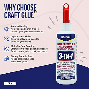 Beacon 3-in-1 Advanced Crafting Glue, 4-Ounce, 1-Pack