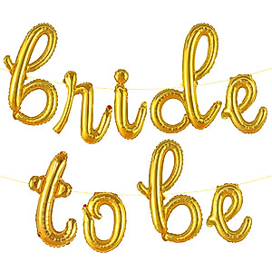 KatchOn, Gold Script Bride To Be Balloons - 16 Inch | Bridal Shower Balloons for Bachelorette Party Decorations | Bride To Be Gold Balloons for Bridal Shower Decorations | Bride To Be Decorations