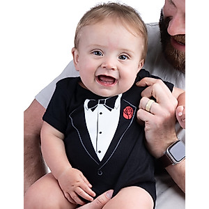 Ann Arbor T-shirt Co. Unisex Baby Tuxedo Baby Funny Infant Humor One Piece-6 Month Black