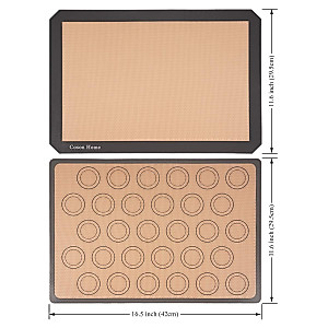 Pack of 2 Silicone Baking Mat Macaron Mat Sheet, Pro Non-Stick Reusable Sheet Food Safe Tray Pan Liners, 11.6 x 16.5 inches (L x W)