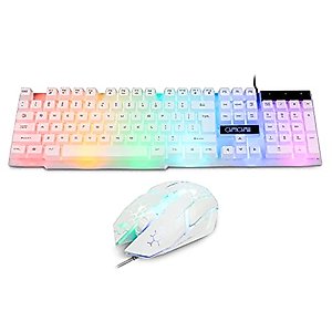 CHONCHOW Keyboard and Mouse Combo Gaming Wired Gamer Set Ambient Backlight LED RGB Key Board & Mice 19 Non-Conflict 3600Dpi Compatible with PS4/PS5 Xbox One Pc iMac MacBook Laptop