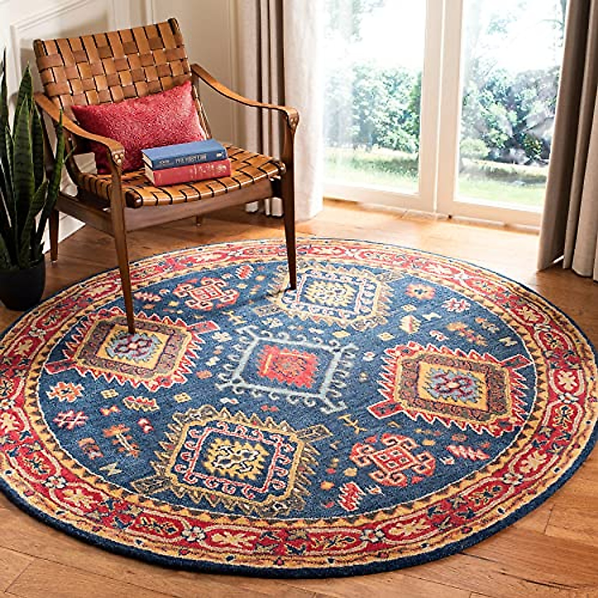 SAFAVIEH Heritage Collection 8' x 10' Navy / Red HG426N Handmade Traditional Oriental Premium Wool Area Rug