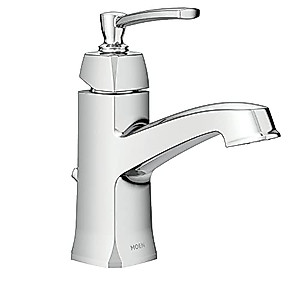 Moen Conway Chrome One-Handle Single Hole or Centerset Bathroom Faucet with Drain Assembly, WS84923