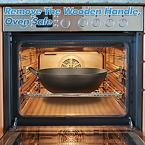 BIELMEIER Wok Pan with Lid， Versatile and Durable Carbon Steel Wok - Natural Non-Stick Woks and Stir Fry Pans, Flat Bottom Wok Suitable for All Cooktops - Perfect for Asian Cuisine