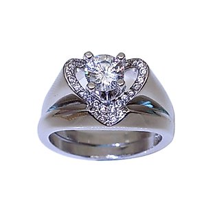 2-in-1 Simulated Diamond Ring for Women Zirconia Proposal Ring CZ Engagement Wedding Band (as Show, XXL)