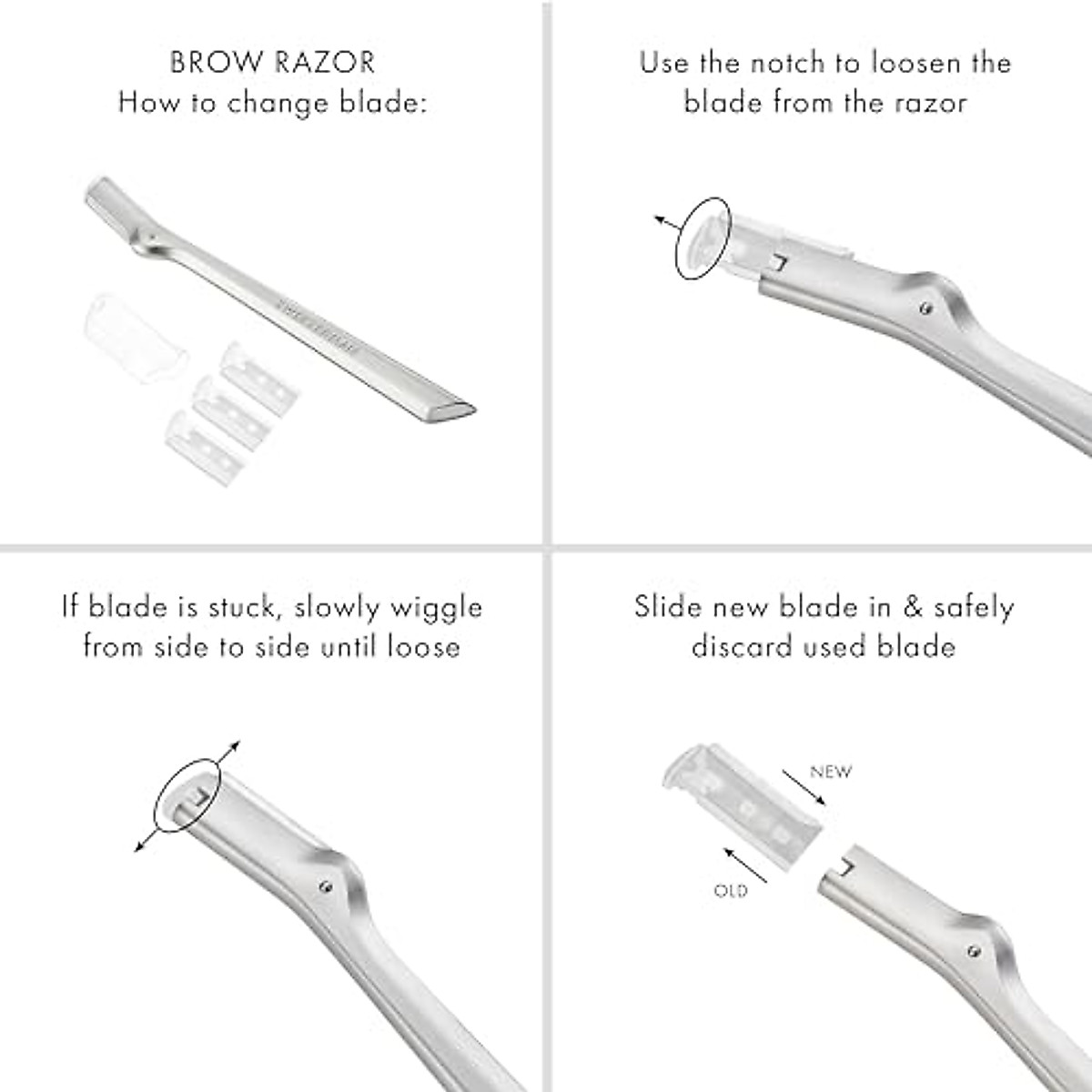 Tweezerman Eyebrow Razor with 3 Replacement Blades and Safety Cap