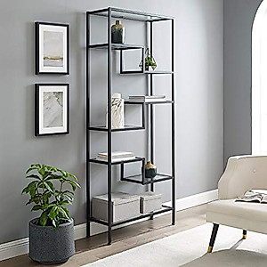 Crosley Furniture Sloane Modern Glass Etagere, Matte Black