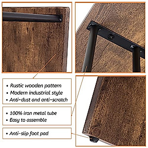 comax Industrial Shoe Rack for Entryway Closet, 2 Tier Small Shoes Rack Organizer Wooden Rustic Shoe Shelf with Metal Tube, Free Standing Two Tier Shoe Stand Sturdy Farmhouse Shoe Storage Rack 24 Inch