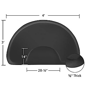 Saloniture 3 ft. x 4 ft. Salon & Barber Shop Chair Anti-Fatigue Mat - Black Semi Circle - 5/8 in. Thick