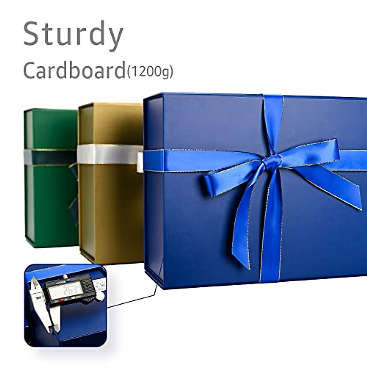LIFELUM Gift Box 13.8 x 8.3 x 4.4 inch, Large Gift Box with Lids for Presents Ribbon,Card,Shredded Paper Filler Magnetic Closure for Thanksgiving, Holidays, Birthdays（Navy Blue）