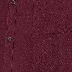 Amazon Essentials Men's Regular-Fit Long-Sleeve Two-Pocket Flannel Shirt, Burgundy Heather, Large