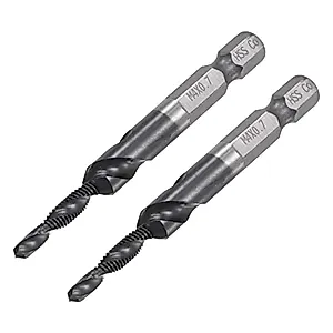 uxcell Combination Drill and Tap Bit, 1/4" Hex Shank M4 x 0.7 Metric TiAlN Coated M35 Cobalt High Speed Steel Spiral Flute Drilling Tapping Tool 2pcs