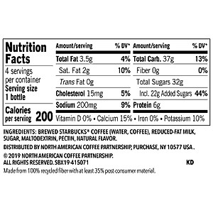 Starbucks Frappuccino Vanilla Coffee Beverage, 9.5 oz glass bottles (4 Pack)