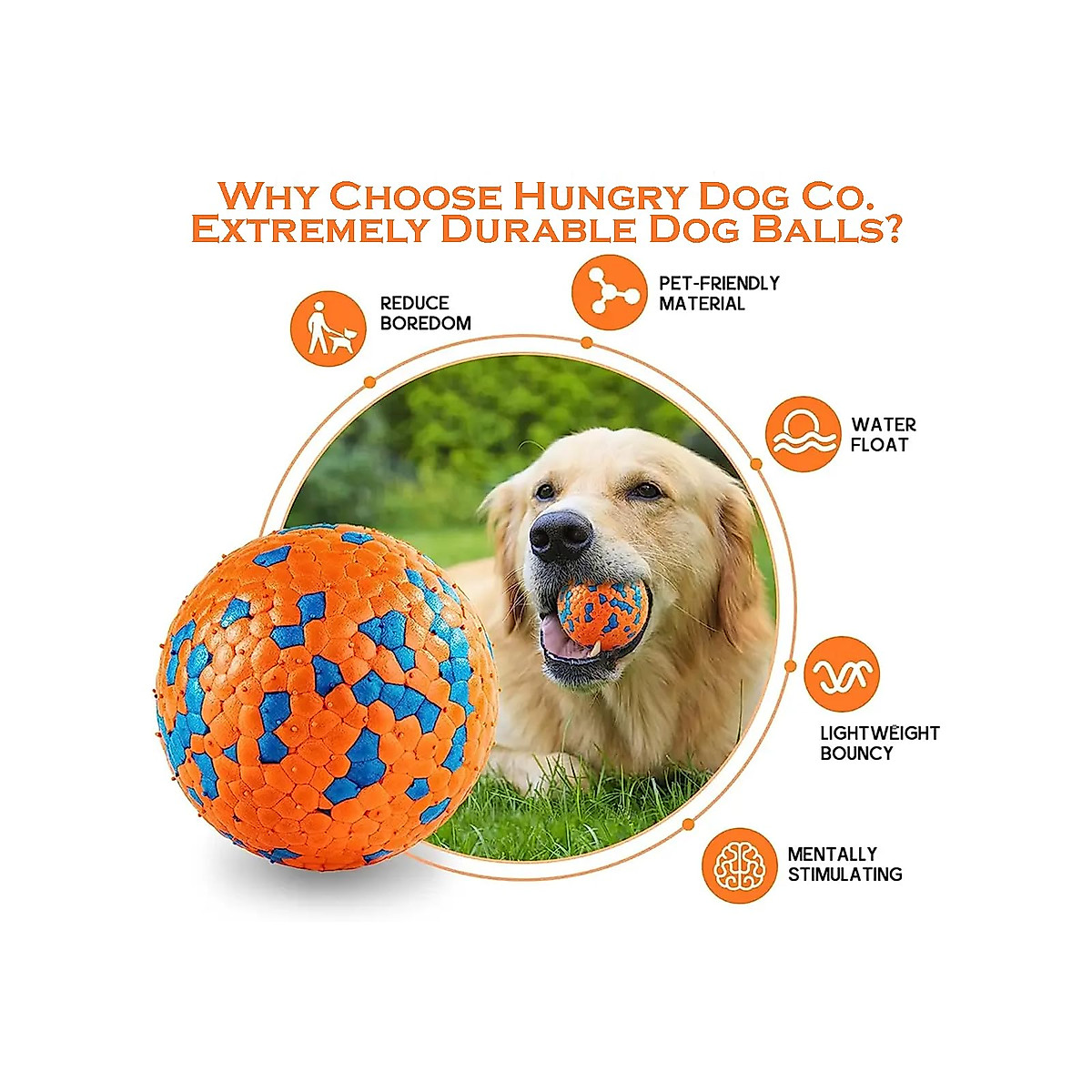 Hungry Dog Co.- Super Durable Premium Dog Balls -Pet Safe Dog Toys for Fun and Play. Very Bouncy and Durable -Great for Aggressive Chewers -Stimulating Colors and Patterns -2 Multi-Color 3” Balls #2
