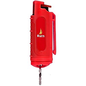 Burn Pepper Spray Keychain for Self Defense - Max Strength OC Spray - 1/2oz Molded Case Red