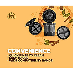K&J Reusable K Cups Compatible with Keurig, 4 Pack, Black - Includes Freedom Clip for Compatibility With Keurig 2.0 Machines