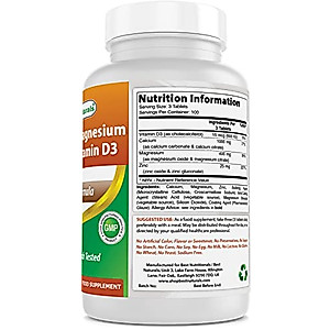 Best Naturals Calcium Magnesium Zinc with Vitamin D3, 300 Tablets - Calcium 1000 mg, Magnesium 400 mg, Zinc 25 mg & D3 600 IU per Serving (3 Tablets)
