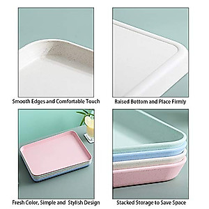 Dinner Tray, Unbreakable Lunch Tray, Decorative Food Serving Tray, Coffee Table Tray, Wheat Straw Tray Tea Platter for Couch, Party, Dining, Picnic, Snack, Appetizer (Pink)