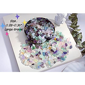Fluorite Crystals Polished Gravel Aquarium Tumbled Stones Chips Stone Crushed Crystal Quartz Pieces Irregular Gem Rocks Home Decoration Tank Succulent Plants Vase Filler Bottom Ornament 0.55lbs