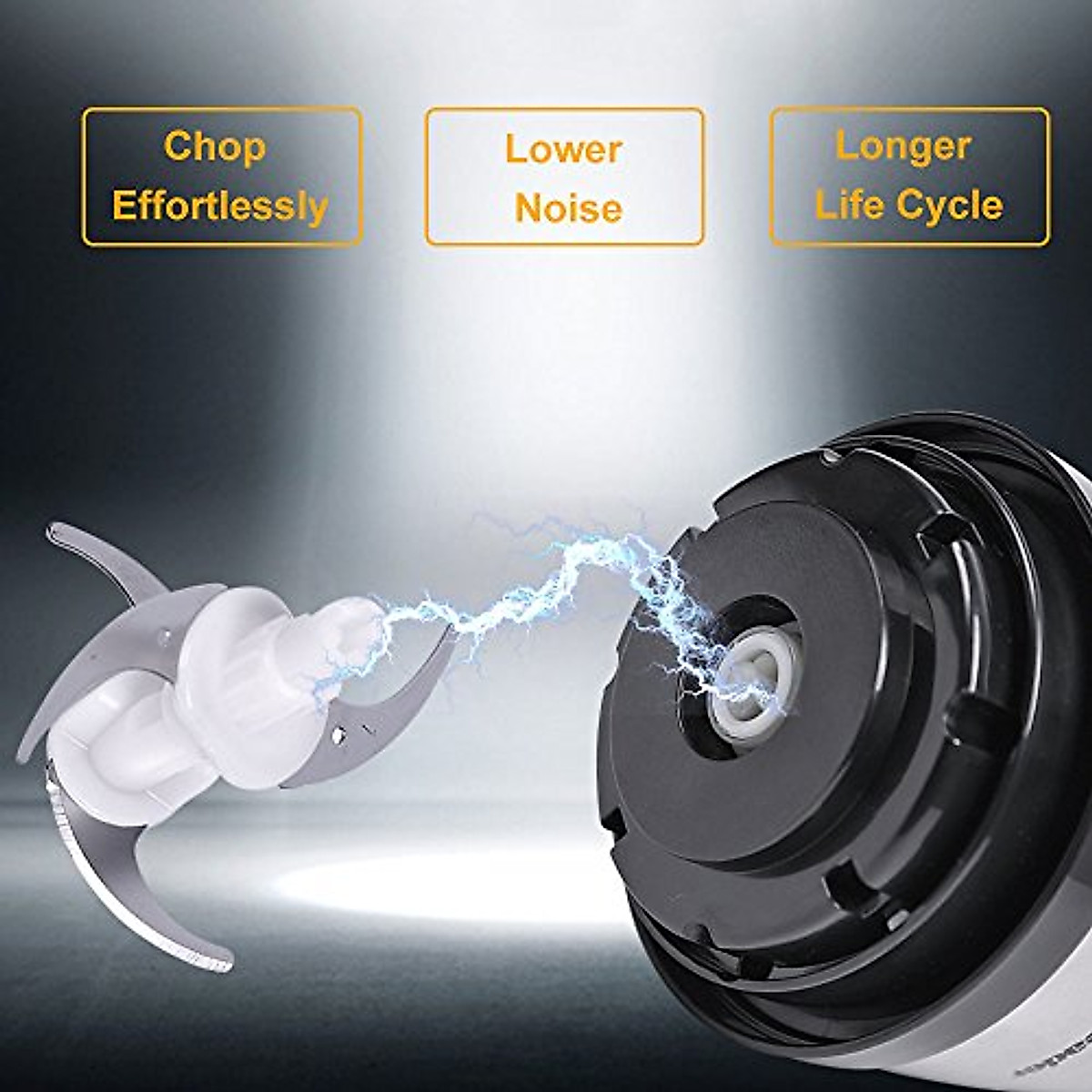 Electric Food Chopper, 5-Cup Food Processor by Homeleader, 1.2L Glass Bowl Grinder for Meat, Vegetables, Fruits and Nuts, Stainless Steel Motor Unit and 4 Sharp Blades, 300W