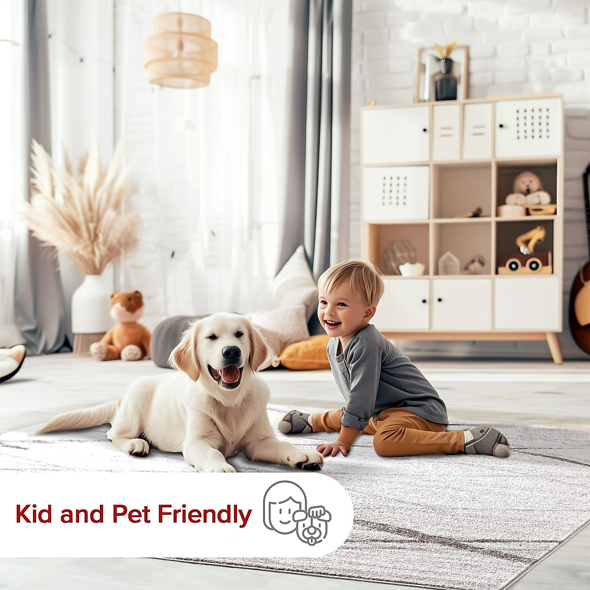 nuLOOM Oval 5x8 Thigpen Contemporary Area Rug, Grey, Abstract Lines, Non-Slip Backing, Stain Resistant, For Bedroom, Dining Room, Living Room, Hallway, Office, Kitchen, Entryway