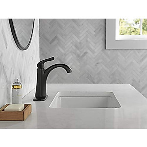 Delta Faucet Arvo Matte Black Bathroom Faucet, Single Hole, Black, Single Handle, Bathroom Sink Faucet, Drain Assembly Included 15840LF-BL