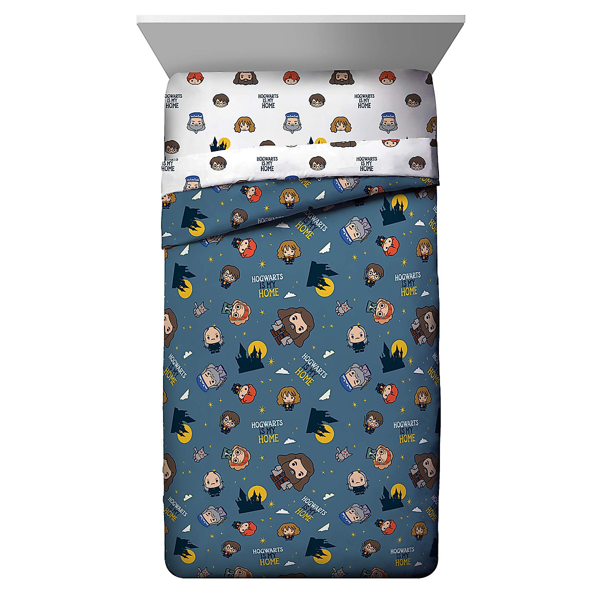 Jay Franco Hogwarts is My Home 4 Piece Twin Bed Set (Offical Harry Potter Product), Blue