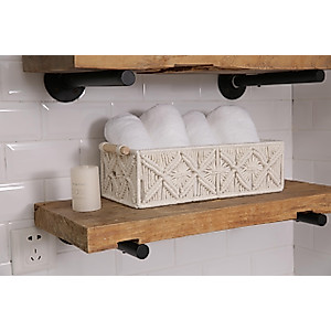 Macrame Storage Baskets, Boho Decor Style Woven Storage Boxes for Home Organization, Toilet Tank Shelf Cabinet Organizer Baskets,Set of 2