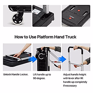 Platform Hand Truck Push Cart Dolly by Rotihomesys, Shopping Carts with Wheels, Moving Cart with Wheels Foldable, Utility Cart with 330LB Weight Capacity for Easy Storage and 360 Degree Swivel Wheels