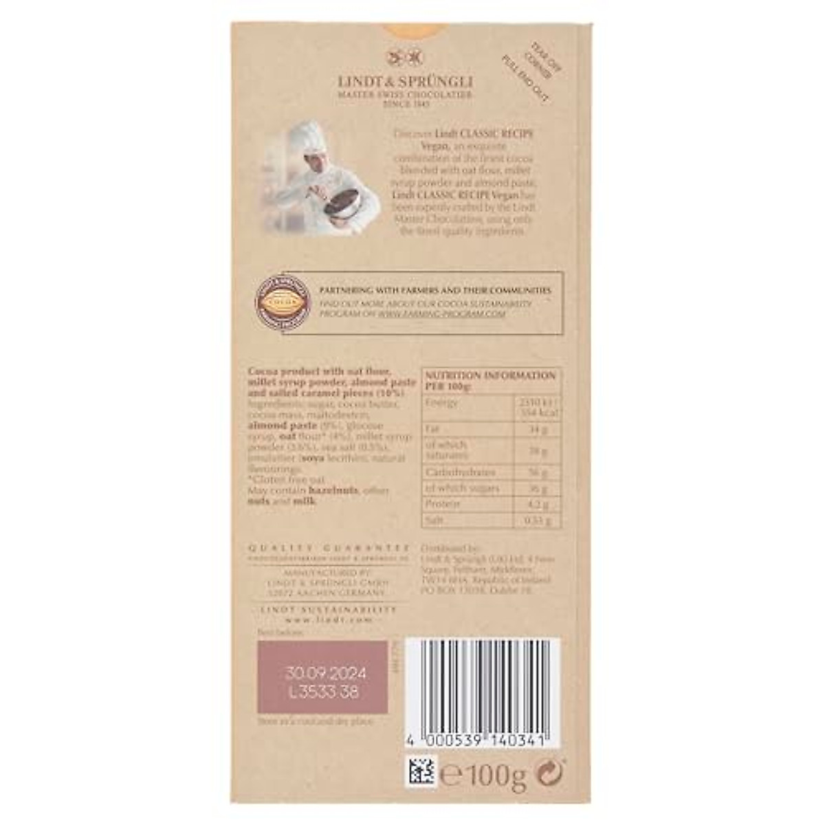 New Lindt Classic Vegan Salted Caramel, 100g