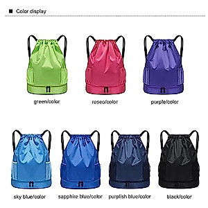 BONVEN Drawstring Backpack Drawstring Bags for Men Women Water Resistant String Backpack with Shoe Compartment Sport Gym Bag