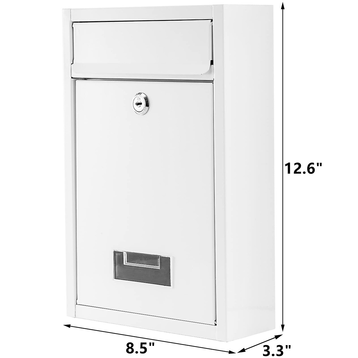 DEAYOU Mailbox with Key Lock, Steel Cover Metal Dropbox for Envelope, Letter, Home, Office Business, White