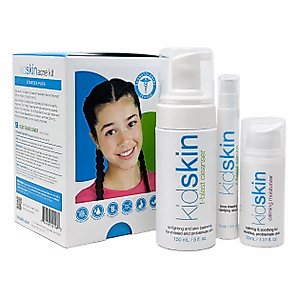 Kidskin 3-Step Acne Kit for Teens - Skincare Set Includes T-Blast Face Wash, Z-Blast Acne Serum, and Calming Face Moisturizer for Oily Skin- Complete Skin Care Set for Teen Girls, Boys & Kids