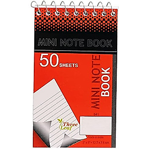 Personal Mini Notebooks, 3x5-Inch, College Ruled, White, 50 Pages per, Pack of 4 Colors: Black, Blue, Green, Red from Northland Wholesale. (2-Pack, 8 Mini-Notebooks)