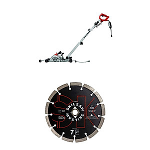 SKIL 7" Walk Behind Worm Drive Skilsaw for Concrete with Segmented Diamond Saw Blade (SPT79A-10 & SPT4004)