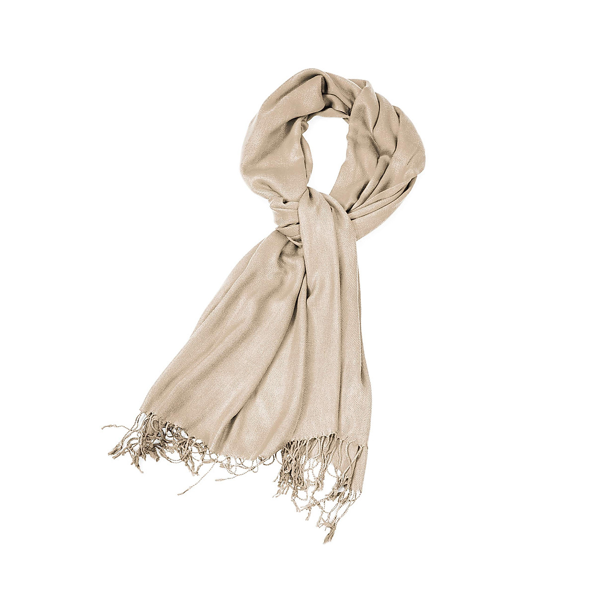 Sakkas Large Soft Silky Pashmina Shawl Wrap Scarf in Solid Colors - Clay