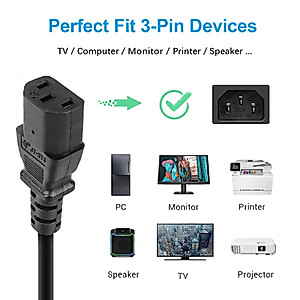 3 Prong AC Power Cord Cable Compatible with LG TV 37LG30,37LG50,37LC2D, 37LD450, 37LH30, 37LF11, 32LB5D,32LG500H