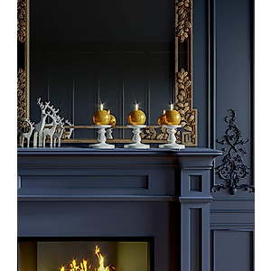 Set of 3 Sphere Ball Candles 3" Unscented Handpoured for Weddings, Home Decoration, Church, Restaurant, Spa, Smokeless Cotton Wick - Gold