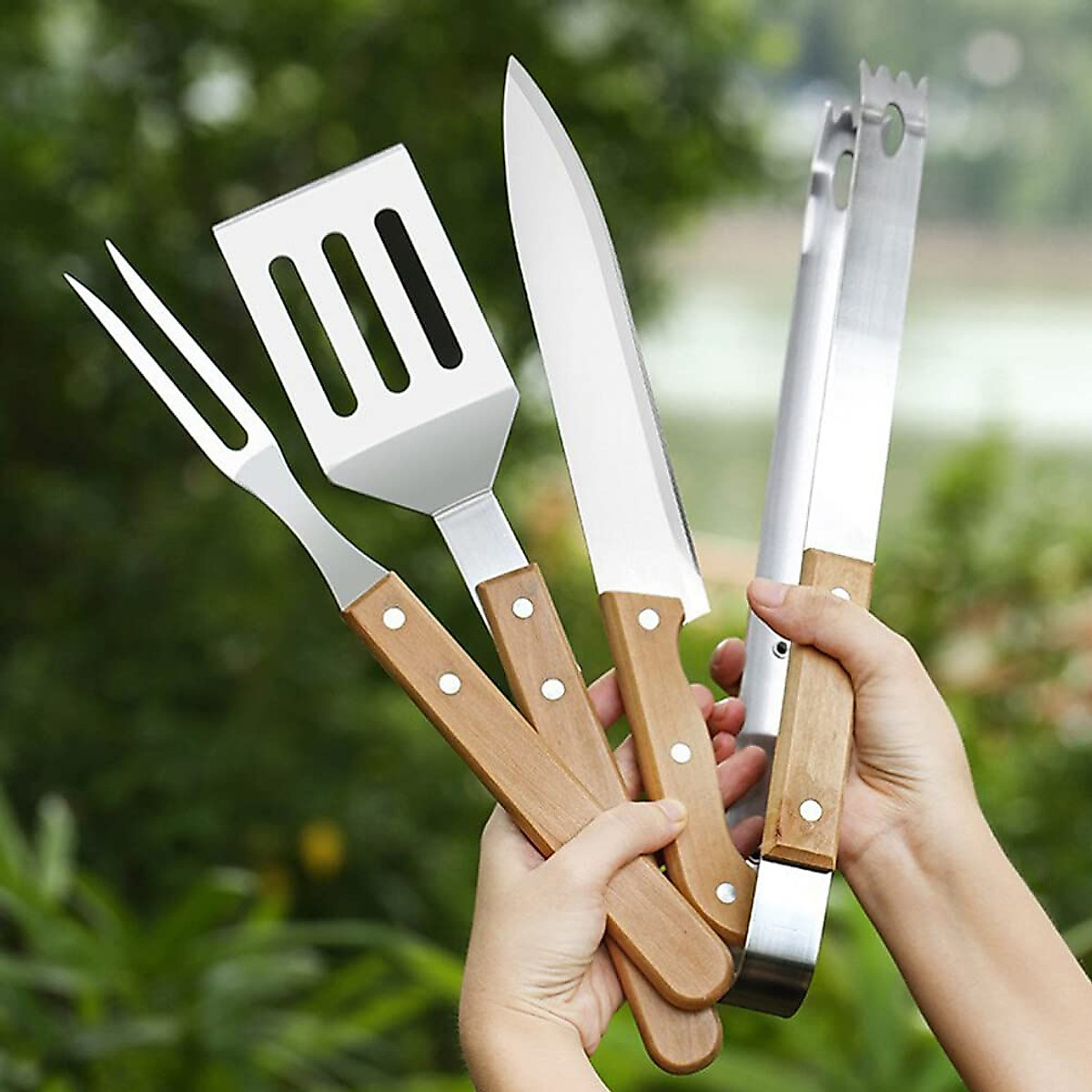 GANAZONO 1 Set Barbecue and Fork Tools BBQ Tools for Outdoor Grill Cooking Cutter Kitchen Essentials Cutter for BBQ Barbecue Grill Cutter Food Barbecue Stainless Steel Barbecue