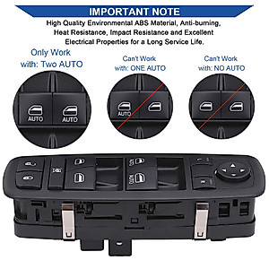 Obaee Front Left Window Switch 68231805AA Compatible with 2011-2012 Chrysler 300, 2015-2017 Chrysler 200, 2011-2014 Dodge Charger, 2016 Ram 1500 2500 3500 4500 5500 4-Door Replace 68139805AB