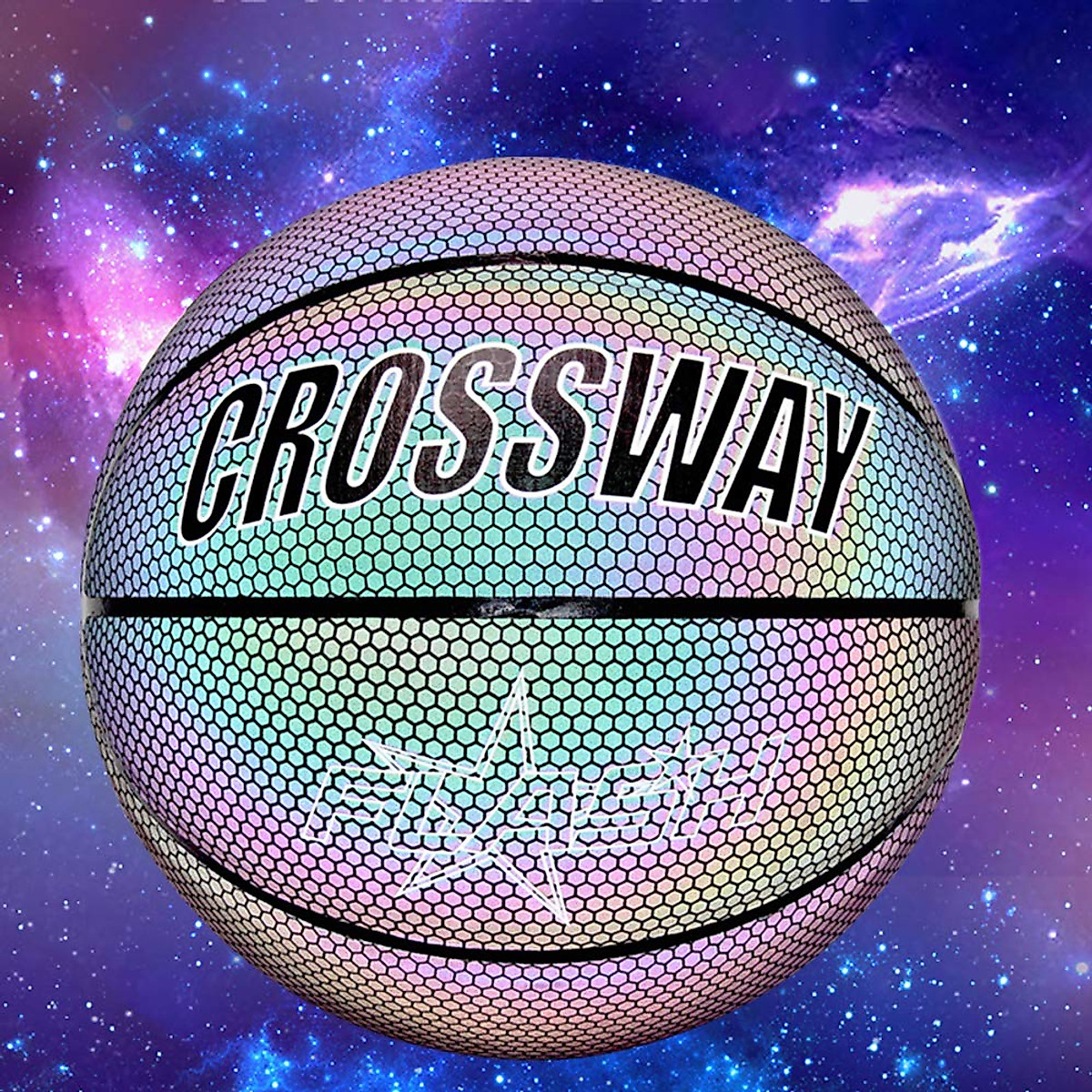 Luminous Basketball, OURLITIME Holographic Basketball Glowing Reflective Basketball Luminous Basketball NO.7 for Night Sports Kids Gifts