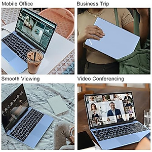 WOZIFAN 14" Laptop 6GB RAM 256GB SSD Traditional Laptops Computer Win 11 Full Metal 2.4G+5G WiFi BT 4.2 1920x1080 FHD with Wireless Mouse for Work Study Entertainment-Blue
