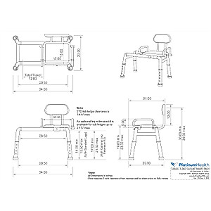 Carousel Sliding Shower Chair Tub Transfer Bench with Swivel Seat, Premium Padded Bath, with Pivoting Arms, Adjustable Space Saving Design for Tubs, Inside Shower, for Handicap & Seniors, Blue