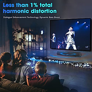 BESTISAN Soundbar, TV Sound Bar with Dual Bass Ports Wired HDMI and Wireless Bluetooth 5.0 Home Theater System (28 Inch, Enhanced Bass Technology, 3-Inch Drivers, Bass Adjustable, Wall Mountable, DSP)