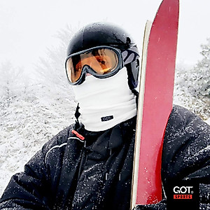 GOT Sports Polar Fleece Neck Warmer - Double-Layer Winter Ski Face Mask - Neck Scarf for Skiing, Snowboarding, Running (White)