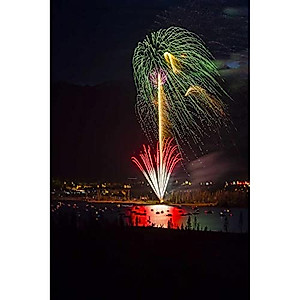 ArtDirect Colorado, Frisco Fireworks Display on July 4th 13x18 Black Modern Wood Framed with Double Matting Museum Art Print by Lord, Fred